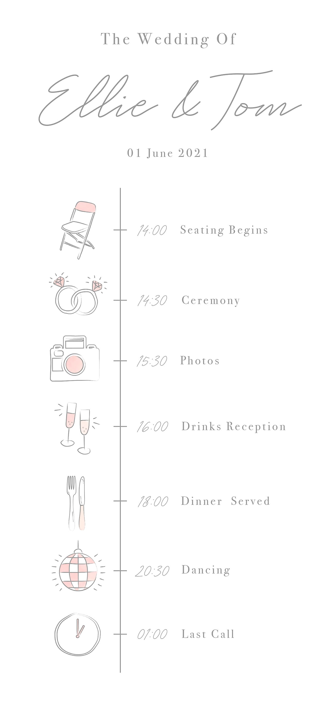 Wedding Order of Service Template Printable DL 99mmx210mm | Etsy