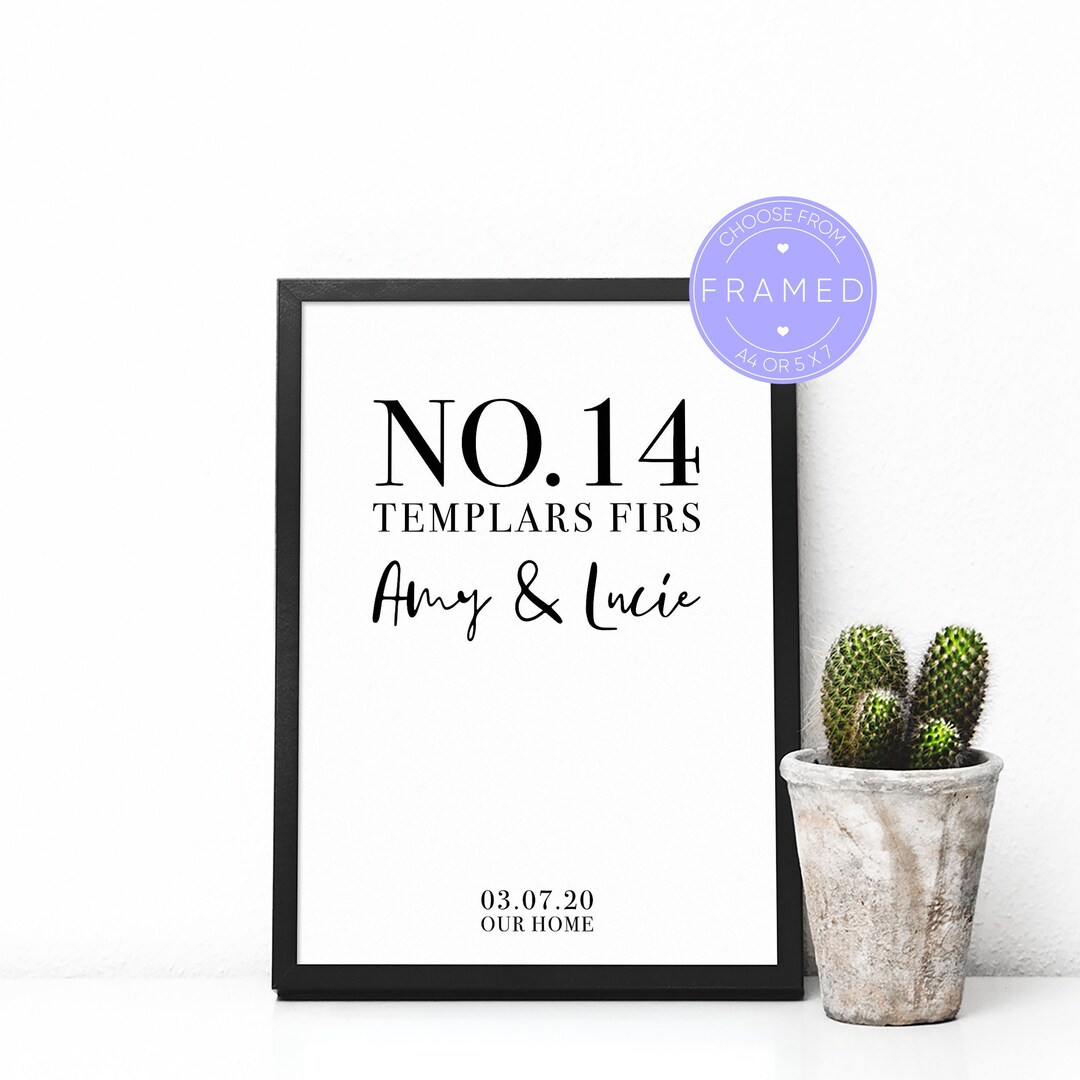 Custom New Home Print, With Personalised Address, Names and Date, With ...