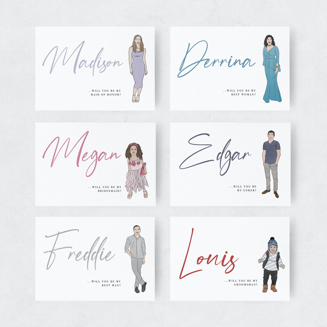 Custom Illustrated Wedding Proposal Card A5/A6 Wedding Party | Etsy