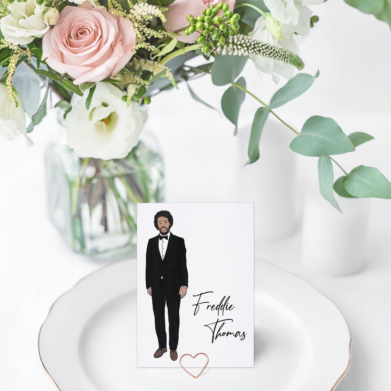 Custom Illustrated Place Card, Wedding Table Place Names, A6 Wedding ...