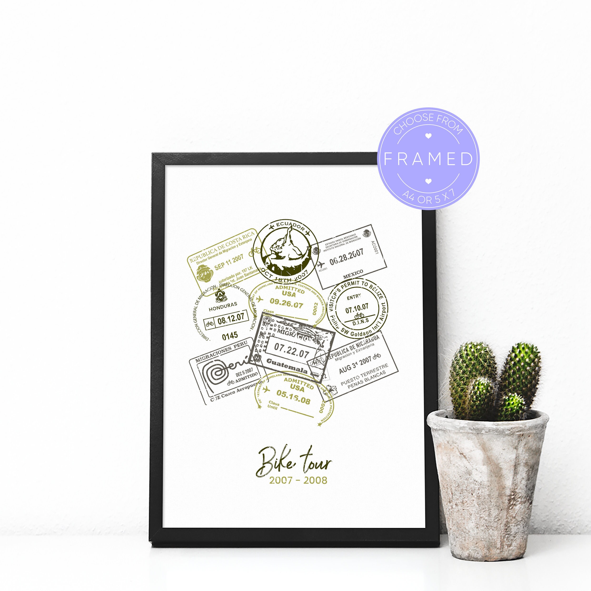 Custom Bike Tour Passport Stamp Print, Perfect Gift for A Returning ...