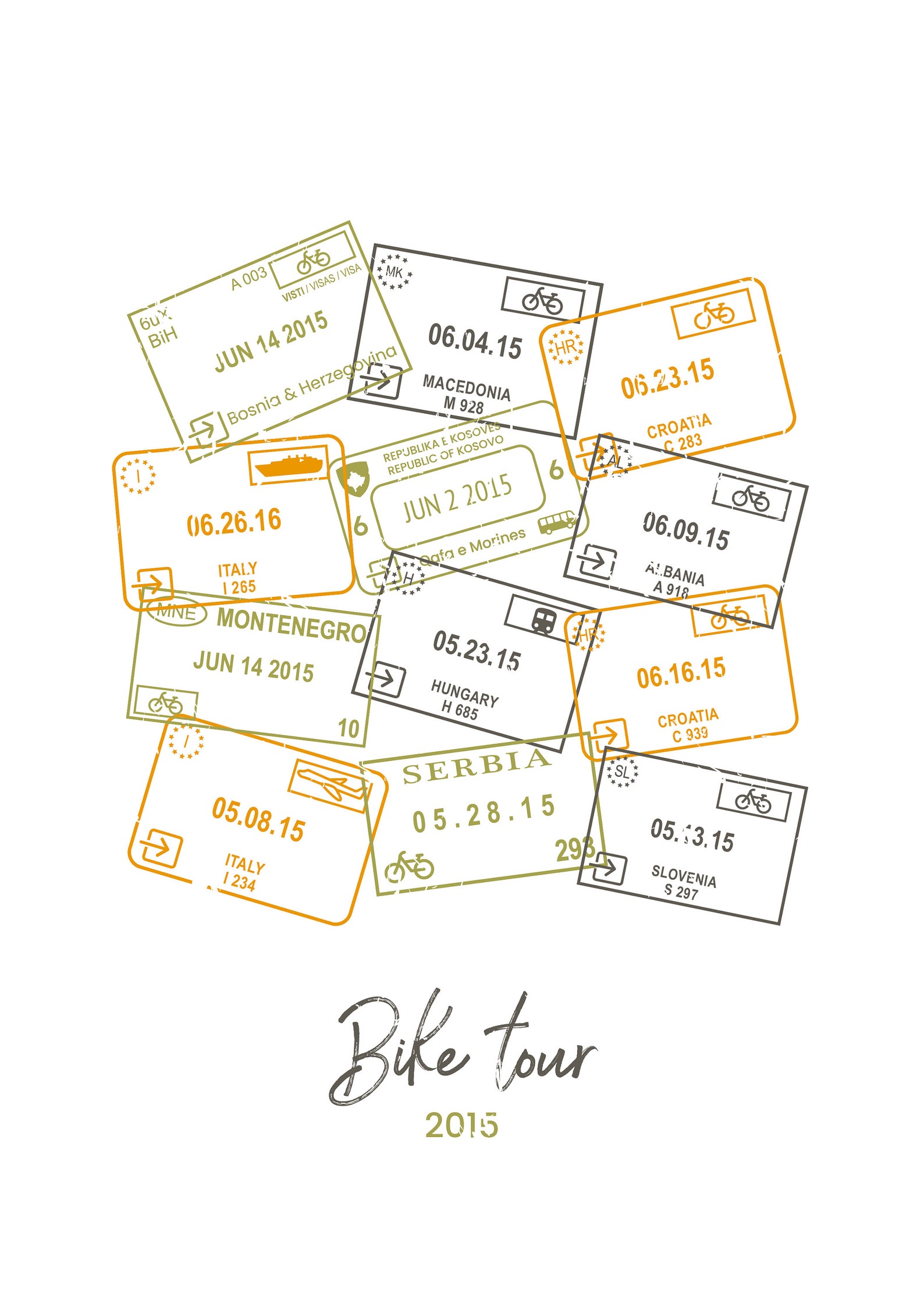 Custom Bike Tour Passport Stamp Print Perfect Gift for A - Etsy