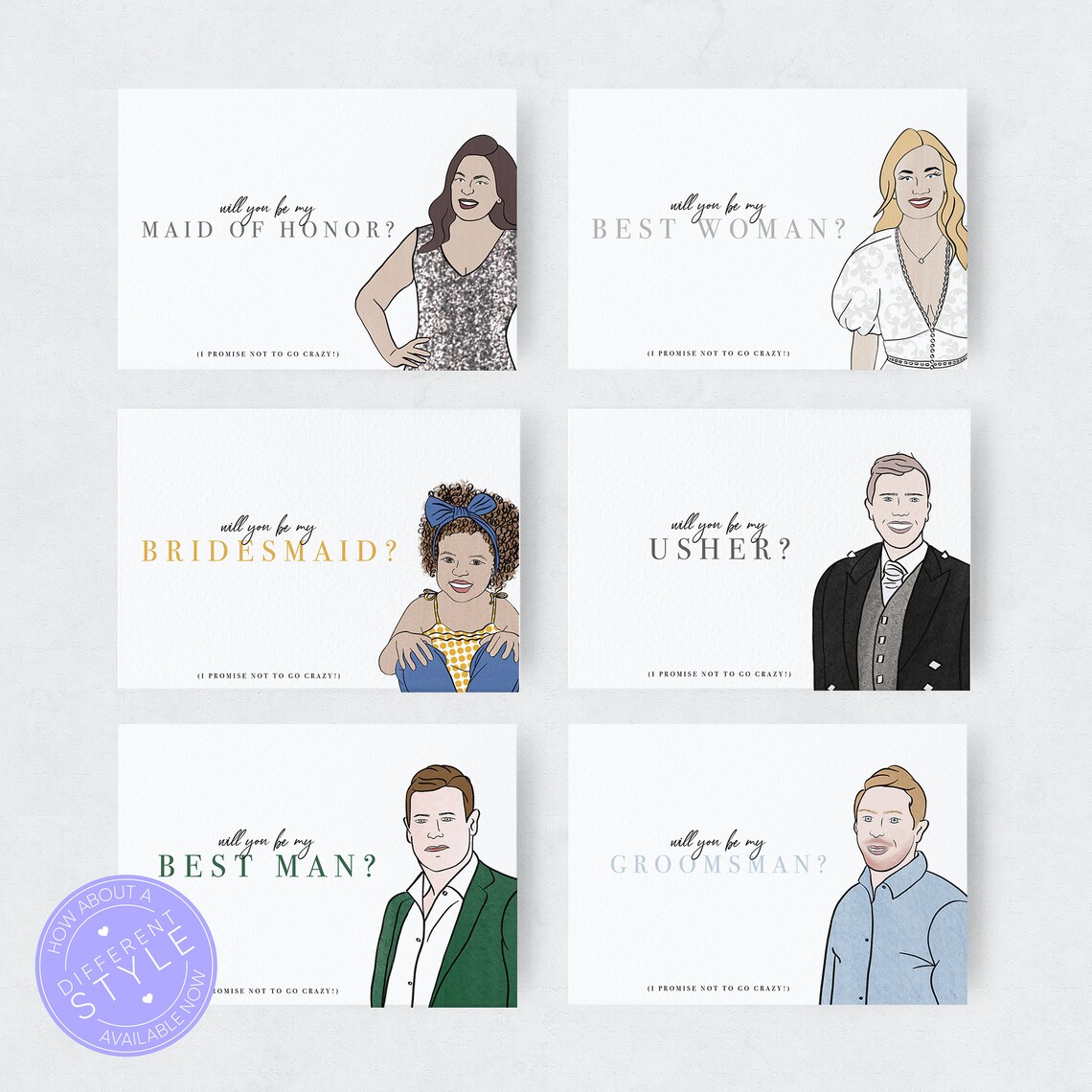 Custom Illustrated Wedding Proposal Card A5/A6 Wedding Party | Etsy