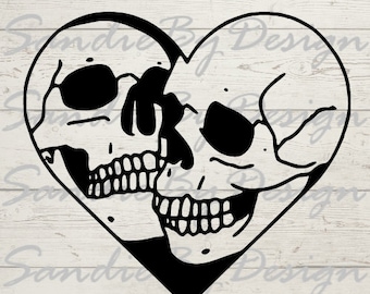 Skull Heart Svg | Etsy