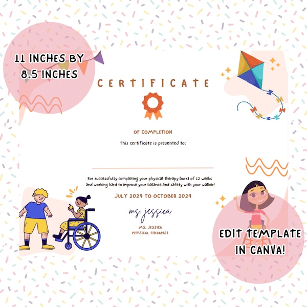 Physical Therapy Completion Certificate - Etsy
