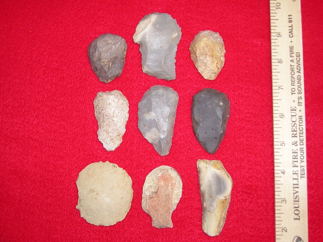 Nine Prehistoric Indian Flint Tools Scraper Artifacts - Etsy