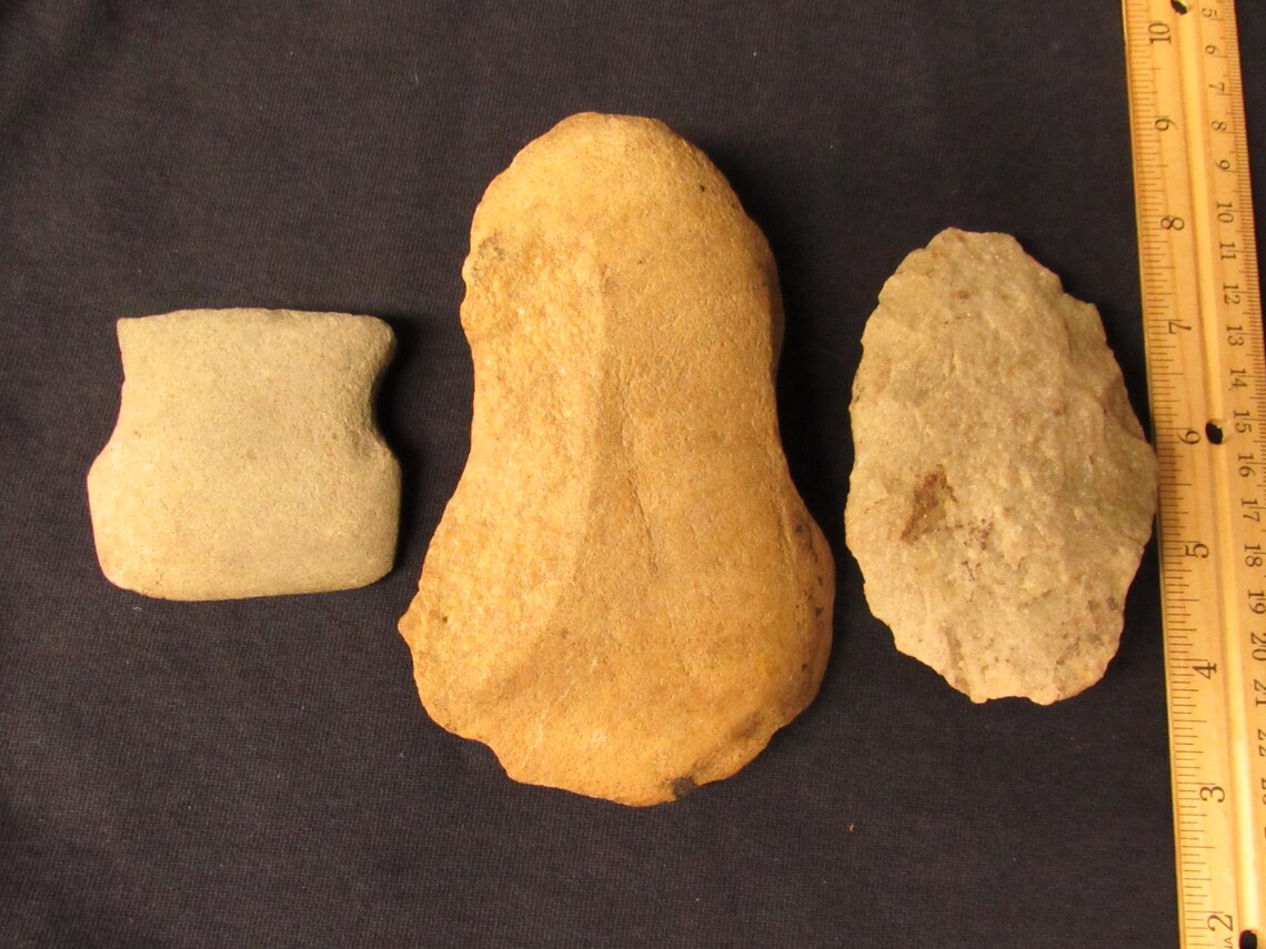 Three Prehistoric Indian Stone Tools Axes Artifacts - Etsy