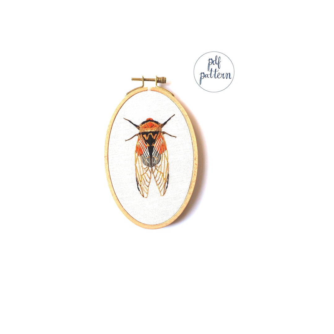 PDF Cicada Embroidery Pattern and Instructions Downloadable Cicada - Etsy