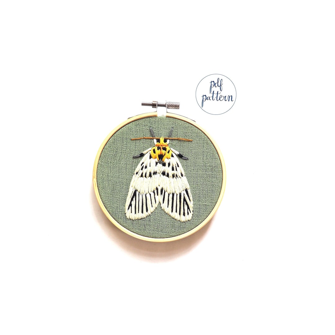 PDF Moth Embroidery Pattern and Instructions Footman Moth Downloadable ...