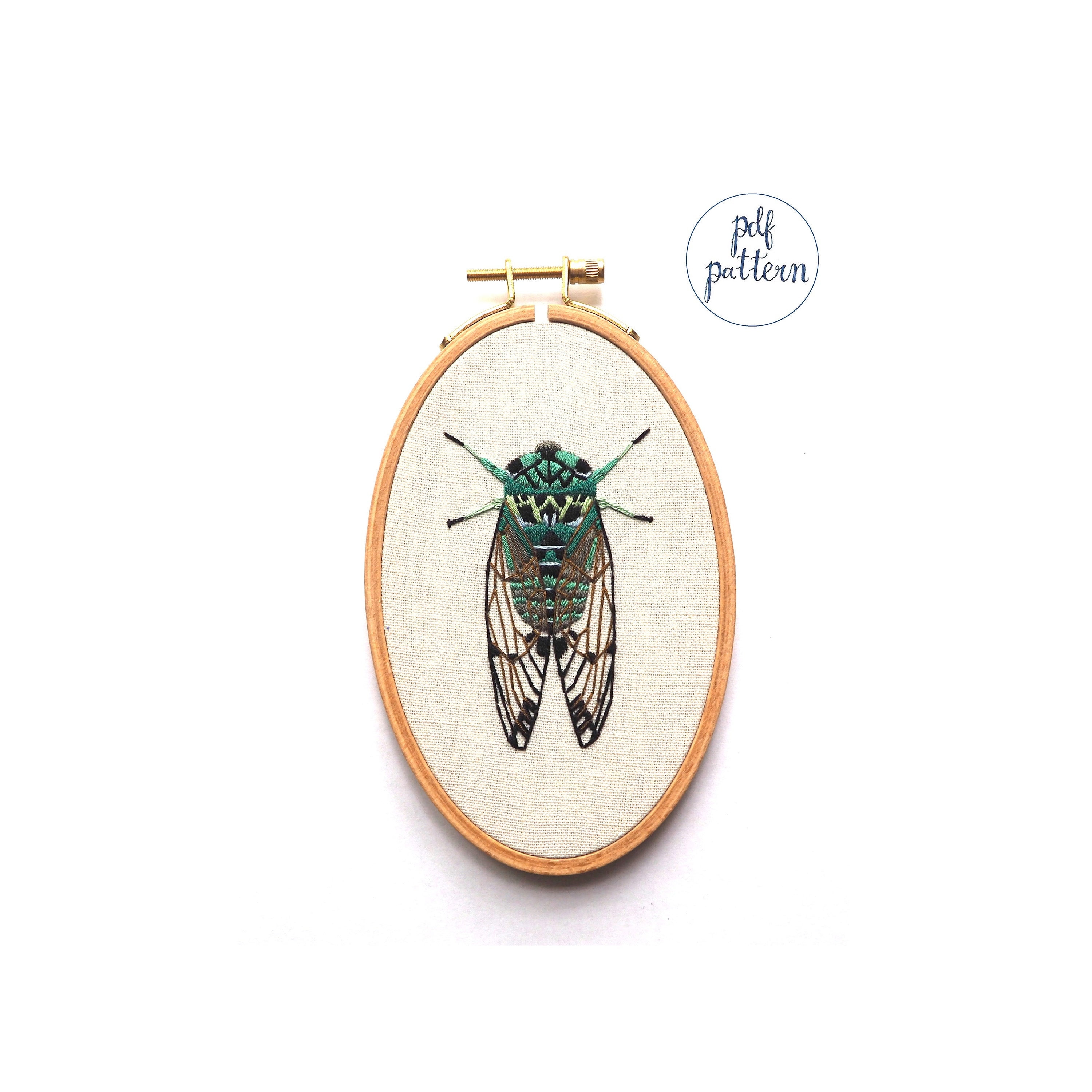 PDF Green Cicada Embroidery Pattern and Instructions Downloadable ...