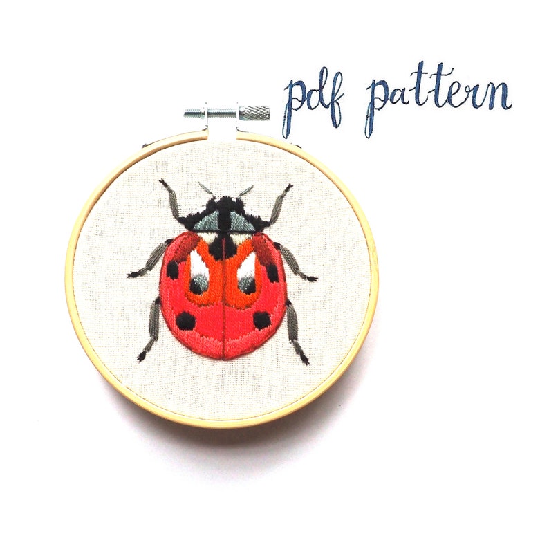 PDF Ladybug Embroidery Pattern and Instructions Downloadable - Etsy