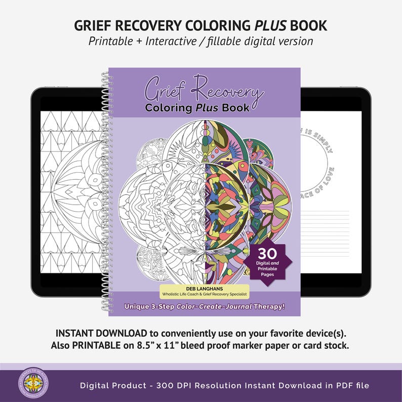 Grief Recovery Coloring Book | Mandala Art & Journal Prompts (digital ...