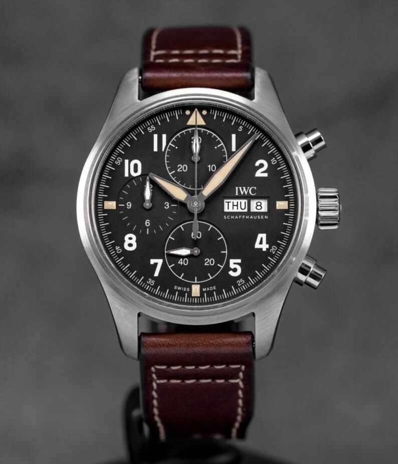 IWC Pilot Spitfire Chronograph Day Date Black Dial - Etsy