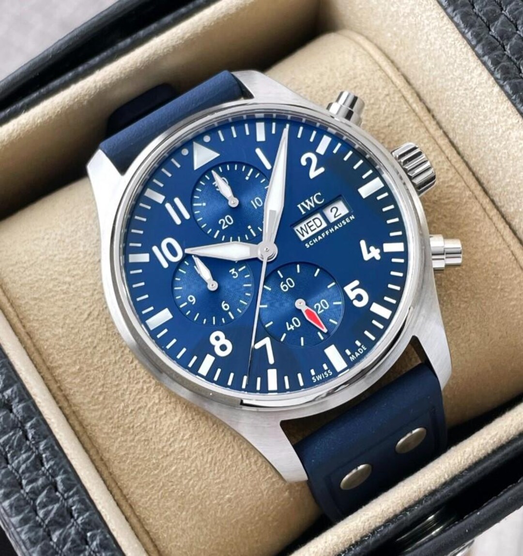 IWC Pilot Blue Dial Rubber 43mm - Etsy