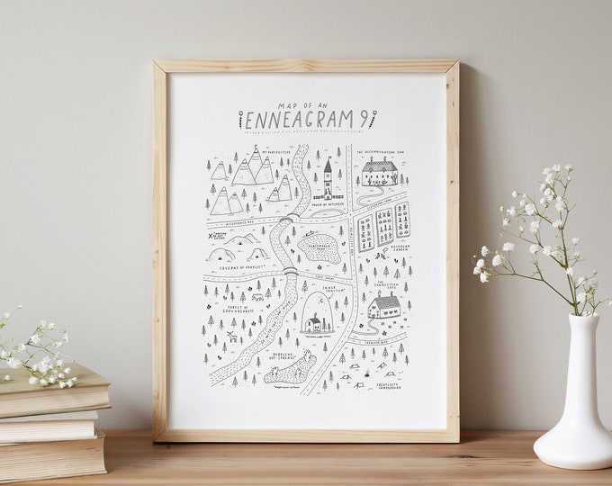 Enneagram 9 Hand Drawn Map Printable Original Artwork - Etsy