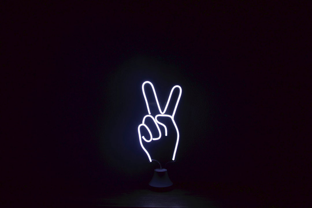 Hand Peace Sign Custom Neon LED Sign for Bedroom, Office and Home ...