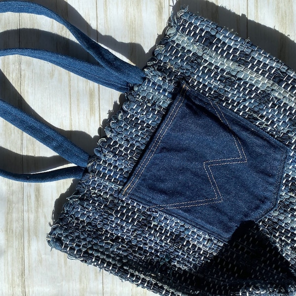 Hand Made Denim Tote Bag - Etsy