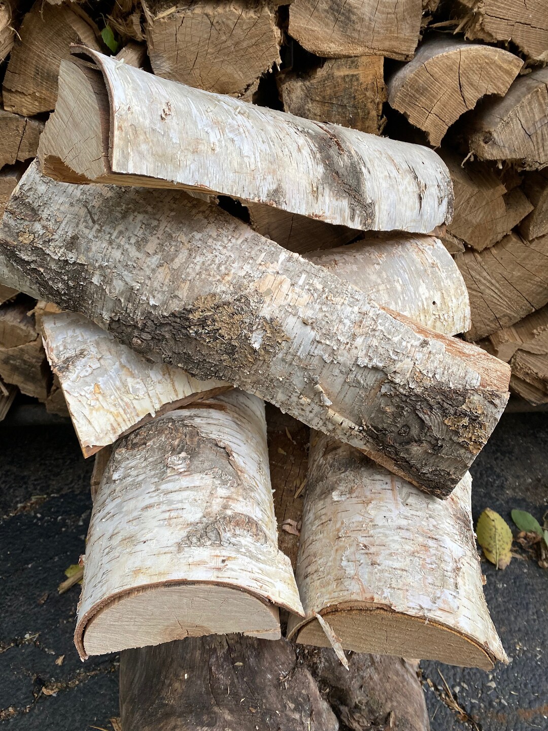 Amish-made Natural Split White Birch Logs - 5-packs - Great for Burning ...