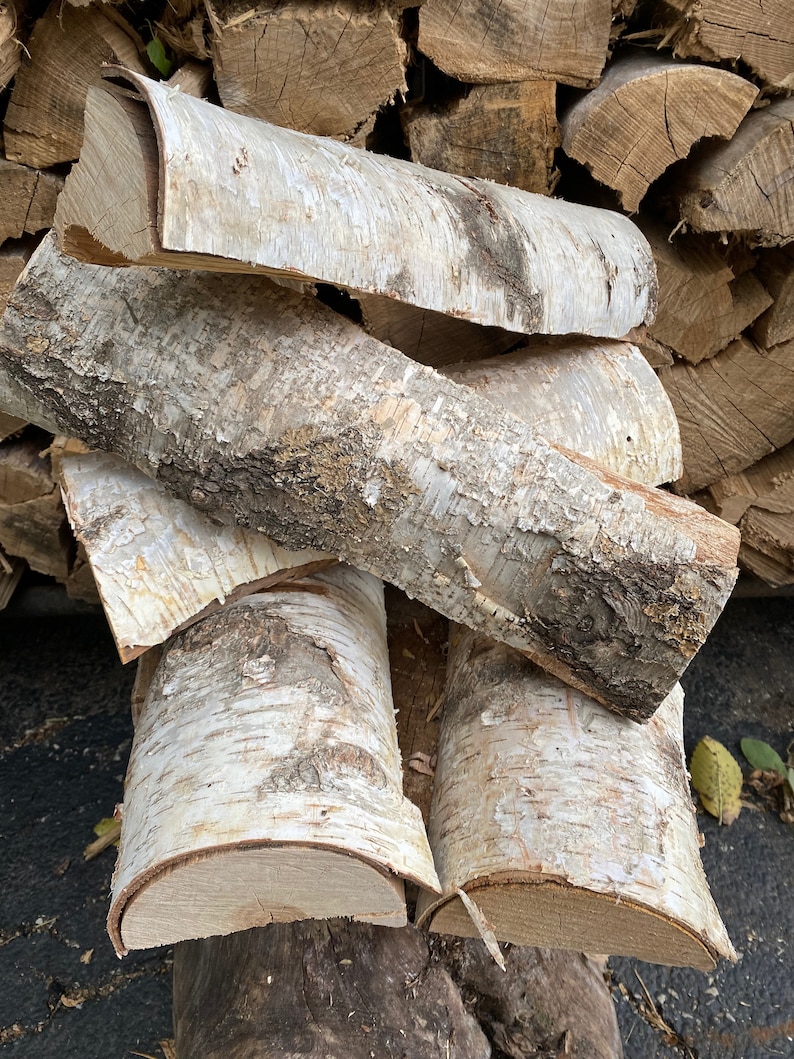 Amish-made Natural Split White Birch Logs 5-packs Great - Etsy