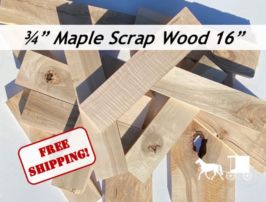 3/4" X 16" Box of Scrap Maple Wood, 3-8" Wide - Maple Boards - Great ...