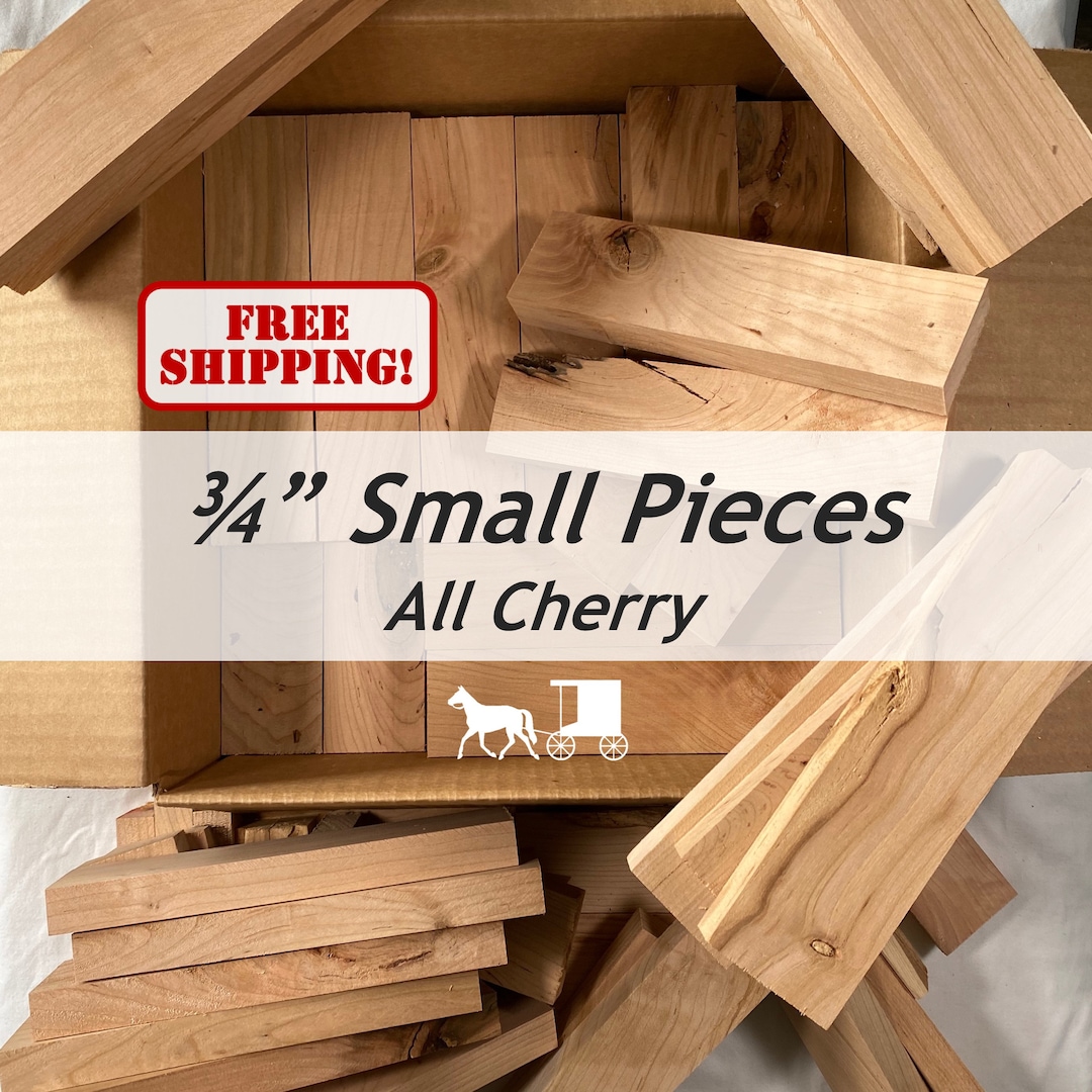 3/4" Box of Small Wood Pieces - All Cherry Boards - Great for Crafting ...