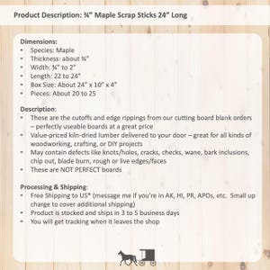 Maple Wood Scrap Sticks: 3/4" X 24" - DIY Woodworking Craft Supply - Etsy