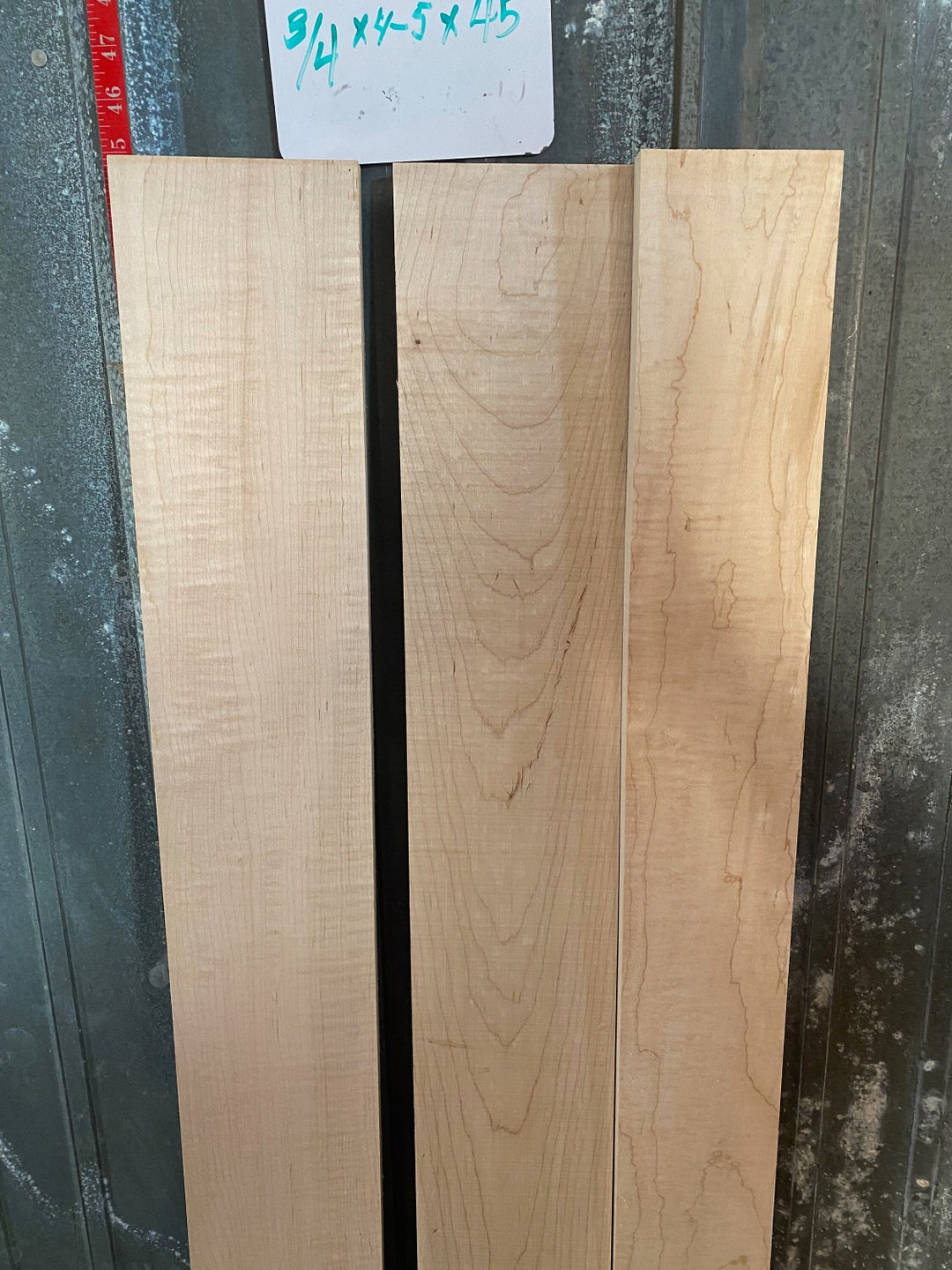 3/4 X 4-5 X 45 3-pack Curly Natural Maple Wood Lumber - Woodworking, Shelving, Furniture Making ...