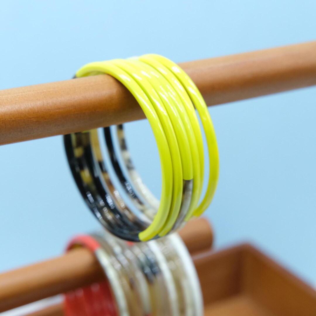 Natural and Neon Fluorescent Thick Lacquer Buffalo Horn Bangle ...