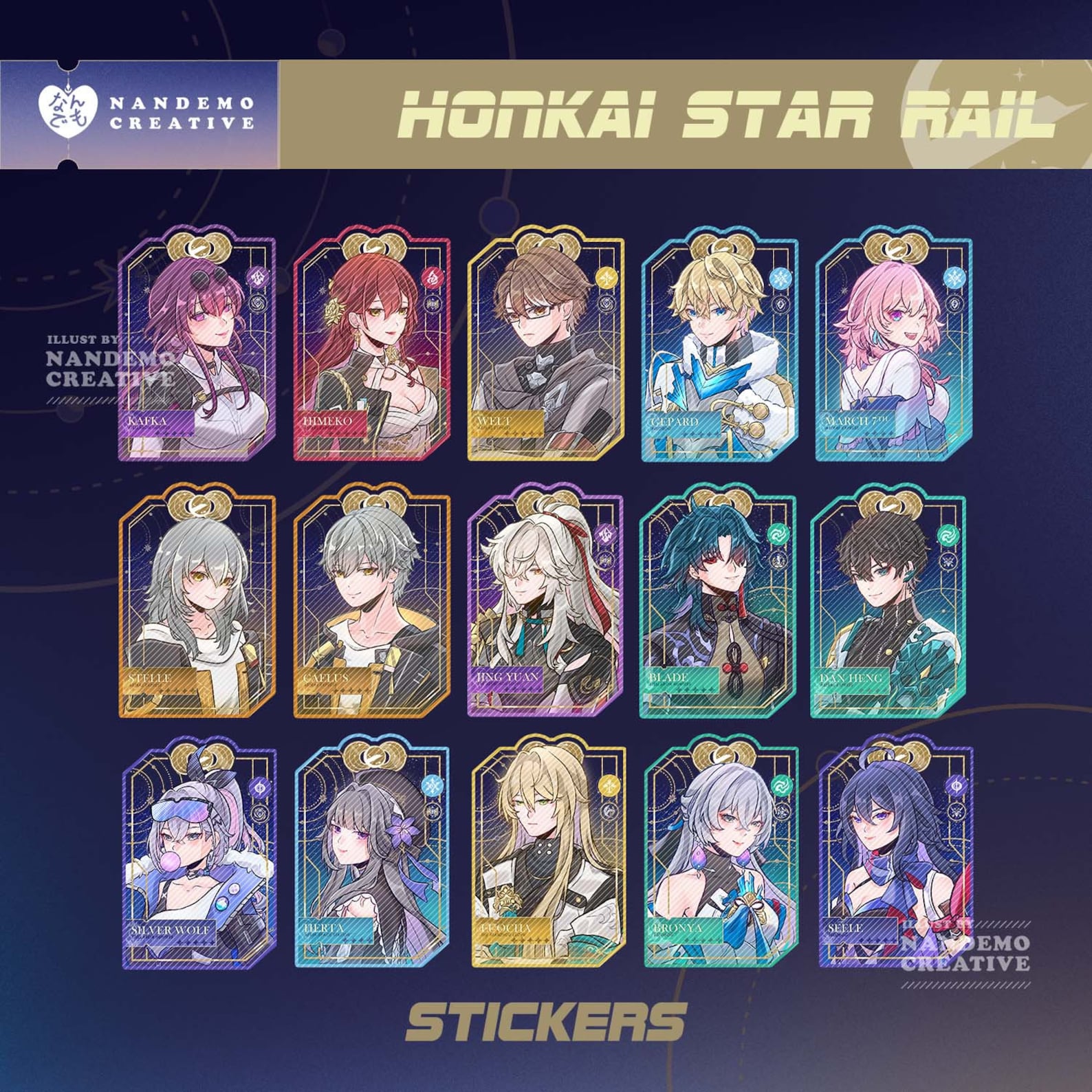 Honkai Star Rail Glitter Matte Water Proof Stickers Set of 5 | Nandemo ...