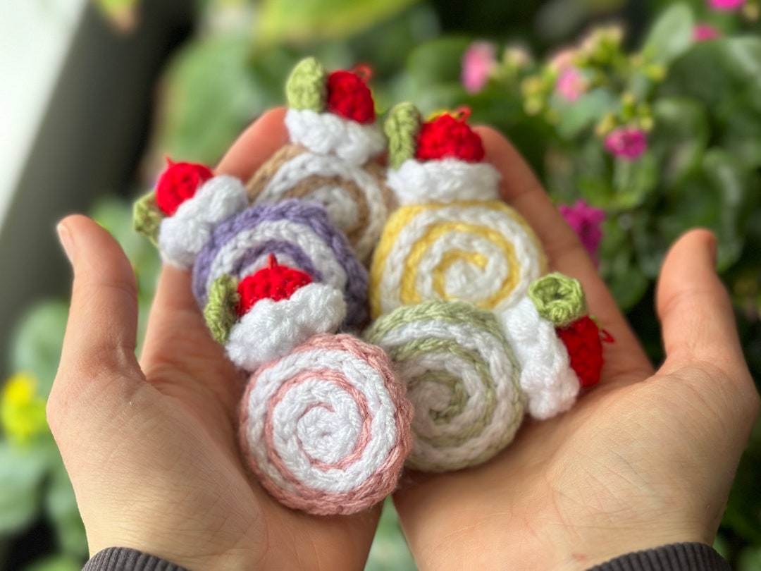 Cute Crochet Swiss Roll Keychain | Handmade Cake Keychain Accessory - Etsy