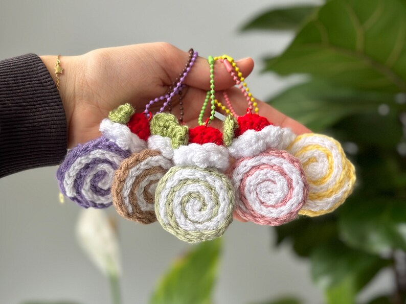 Cute Crochet Swiss Roll Keychain | Handmade Cake Keychain Accessory - Etsy