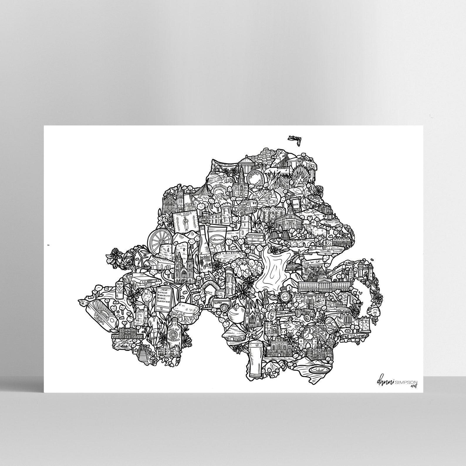 Northern Ireland Map Illustration Art Print, Belfast Poster, Ireland ...