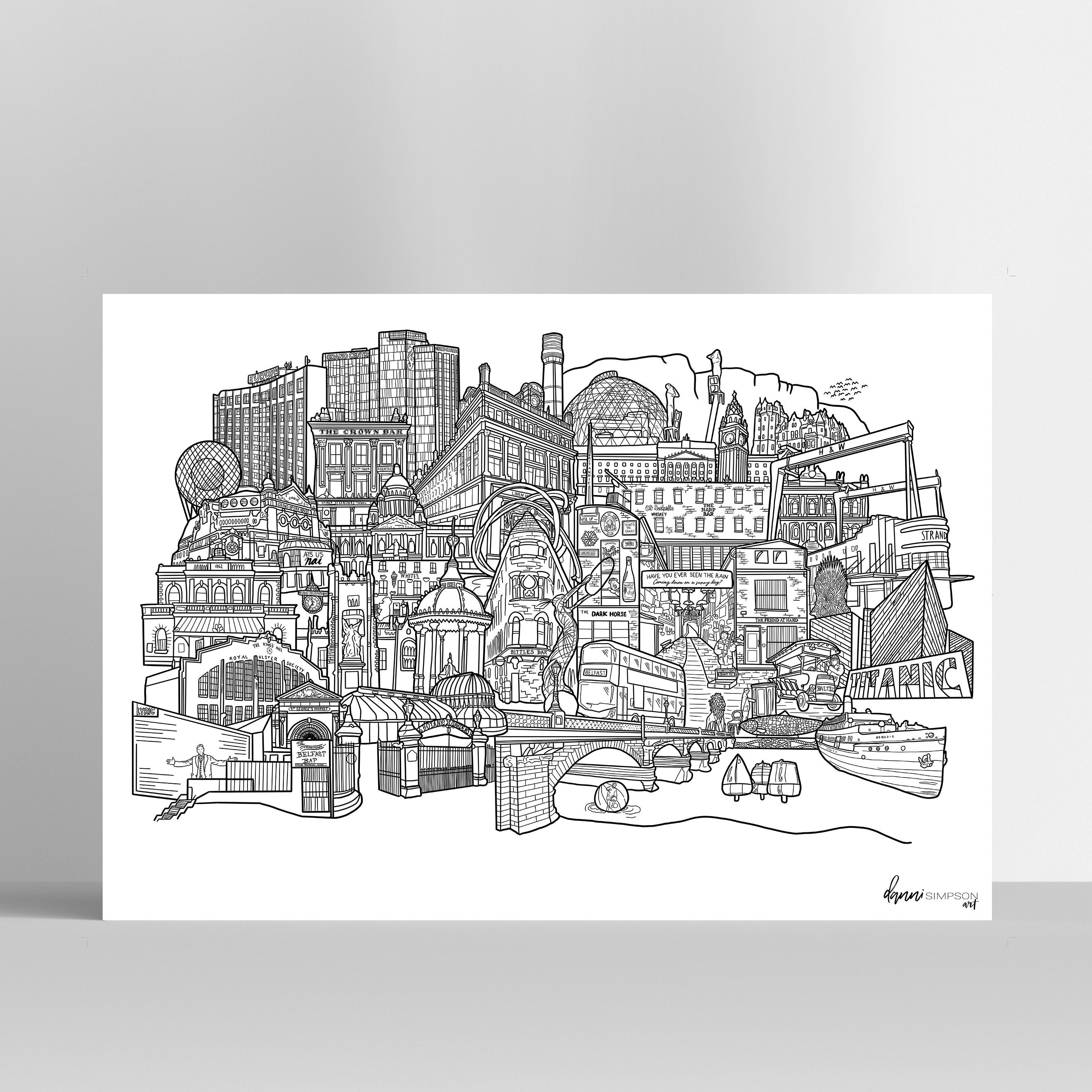 Belfast Map Illustration Art Print, Belfast Poster, Belfast Art, Travel ...