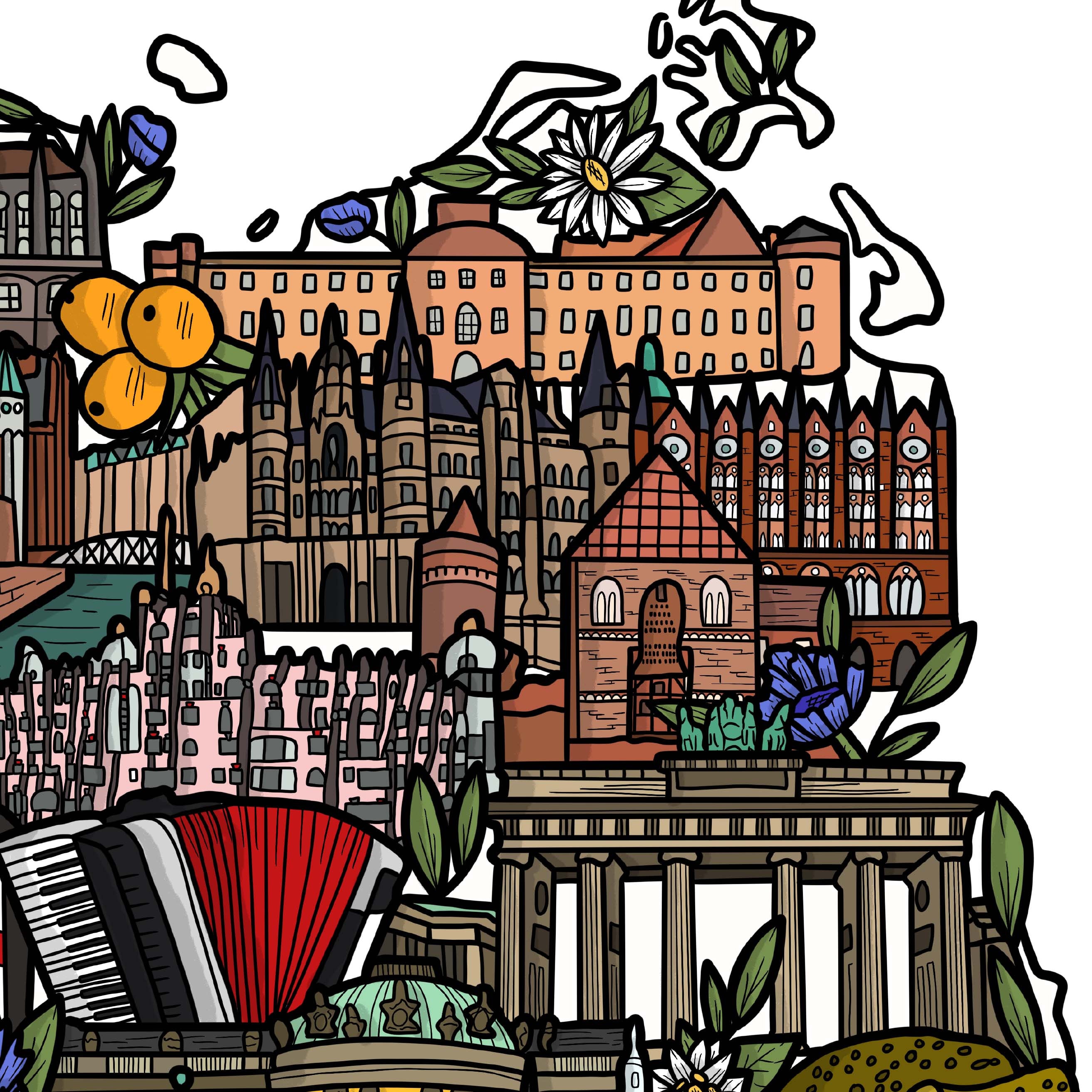 Germany Map Illustration Art Print, German Poster, Deutschland Art ...