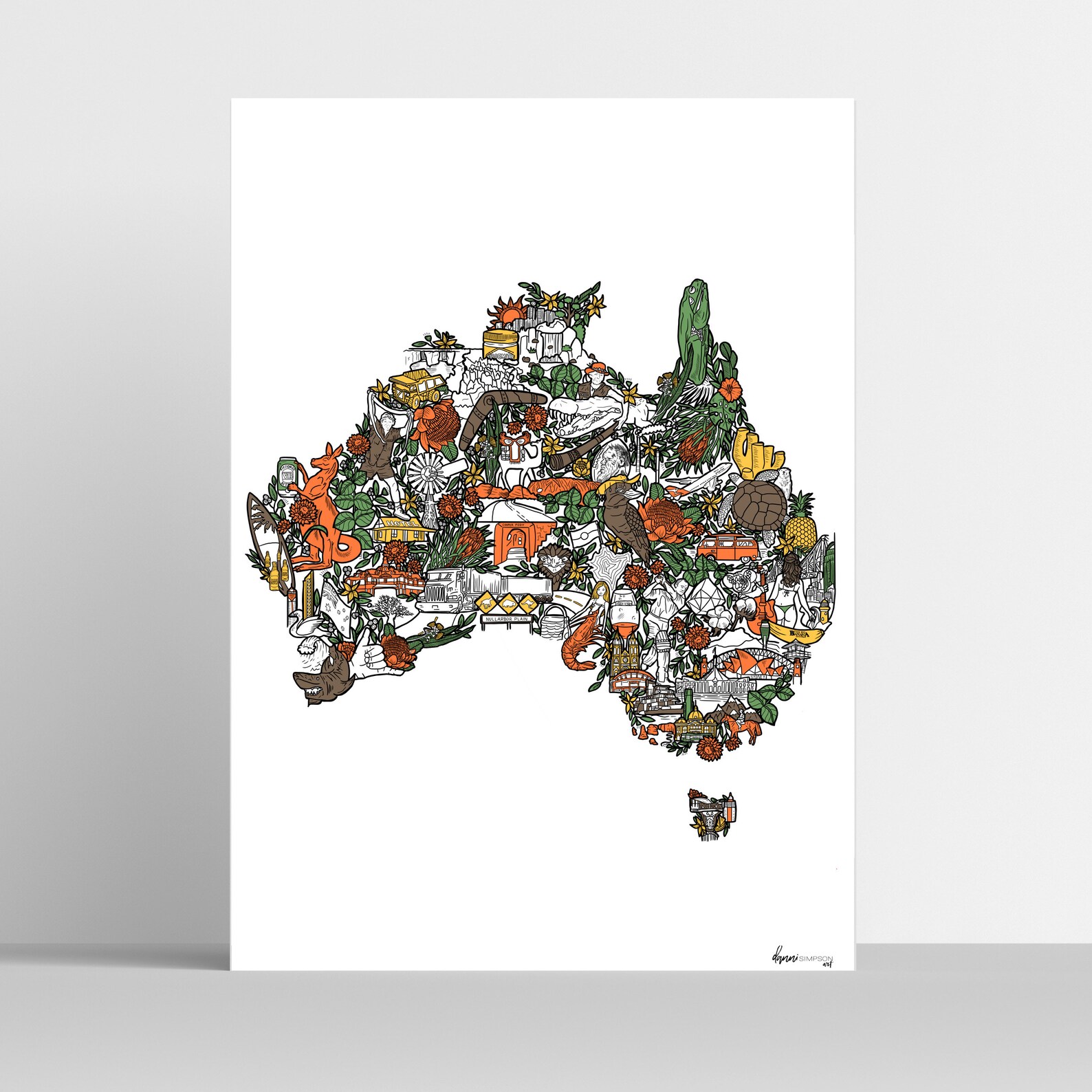 Australia Map Illustration Art Print, Aussie Poster, Australia Art ...