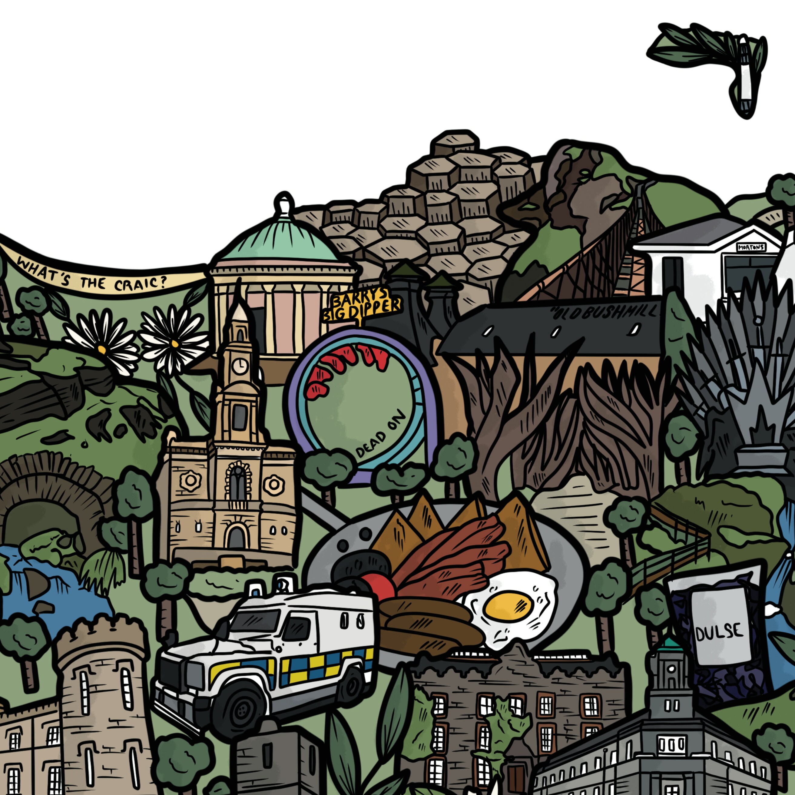 Northern Ireland Map Illustration Art Print, Belfast Poster, Ireland ...