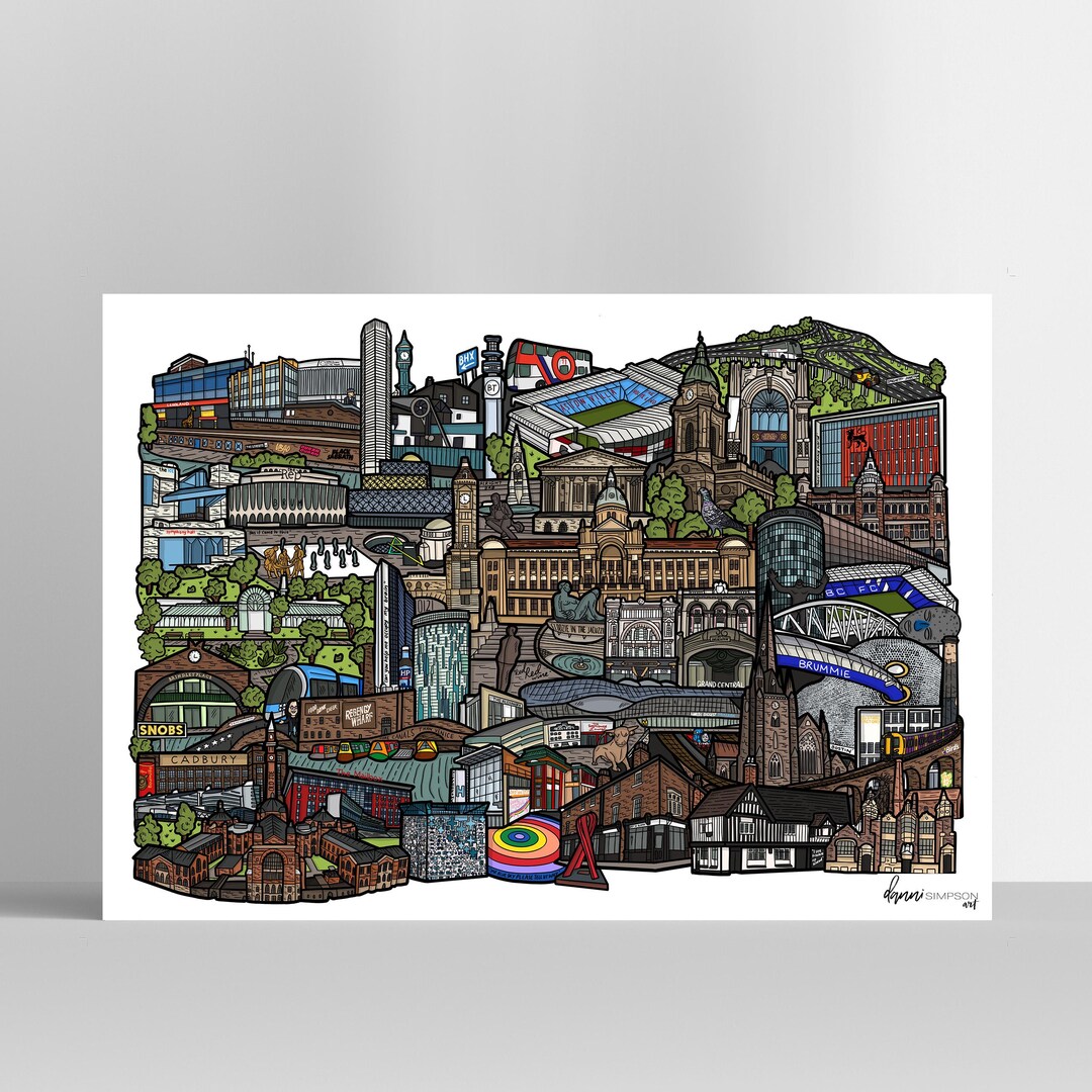 Birmingham Map Illustration Art Print, Brum Poster, English Art, Travel ...