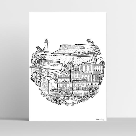 Ballycastle Map Illustration Art Print Ballycastle Poster | Etsy