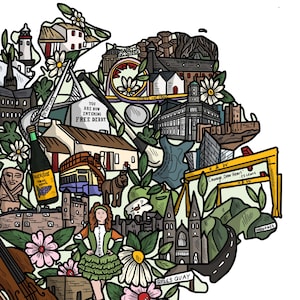 Ireland Map Illustration Art Print, Ireland Poster, Ireland Art, Irish ...