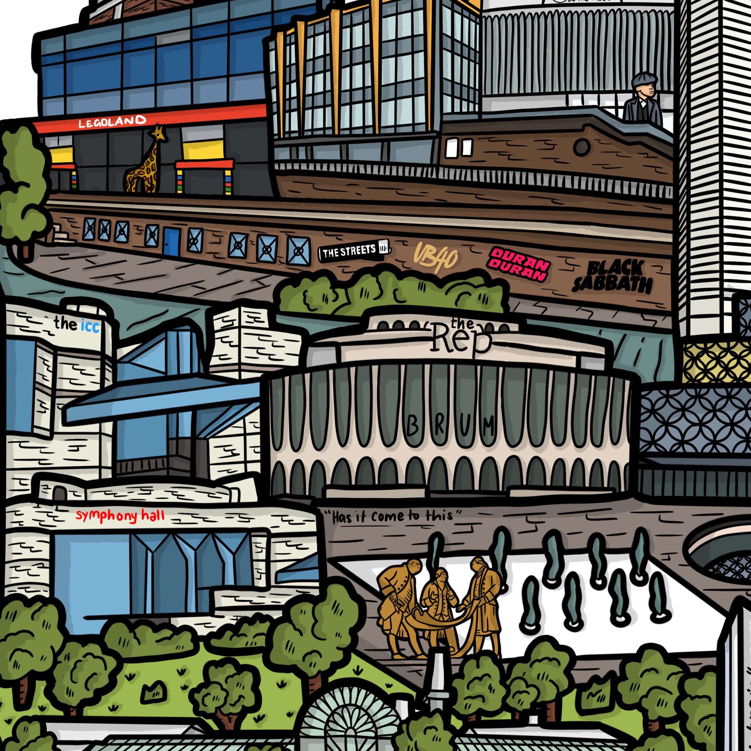 Birmingham Map Illustration Art Print, Brum Poster, English Art, Travel ...