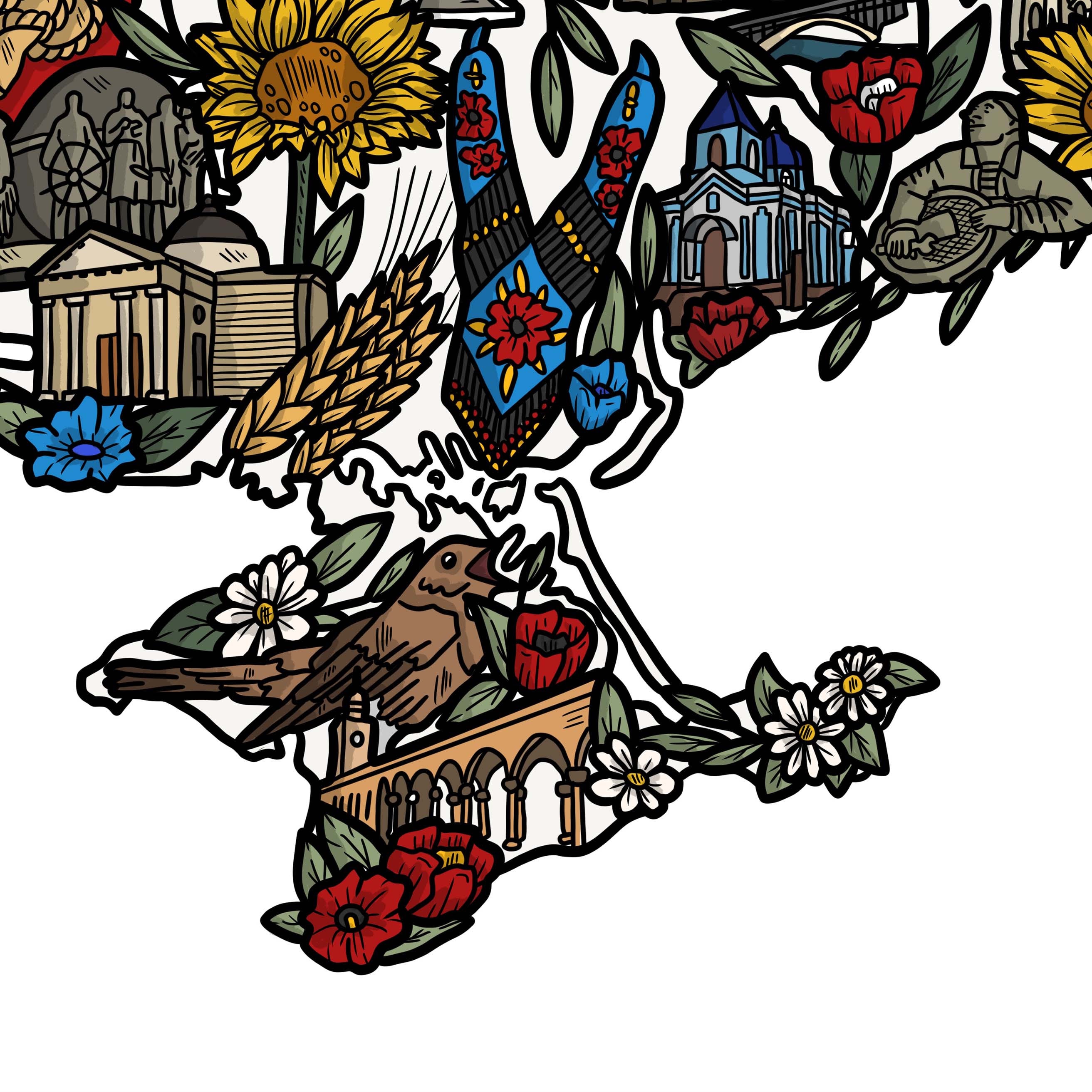Ukraine Map Illustration Art Print, Ukraine Poster, Ukraine Art ...