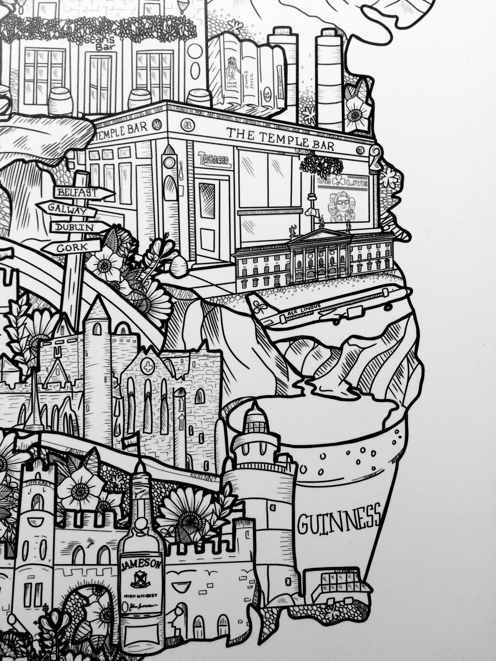 Ireland Map Illustration Art Print Ireland Poster Ireland | Etsy