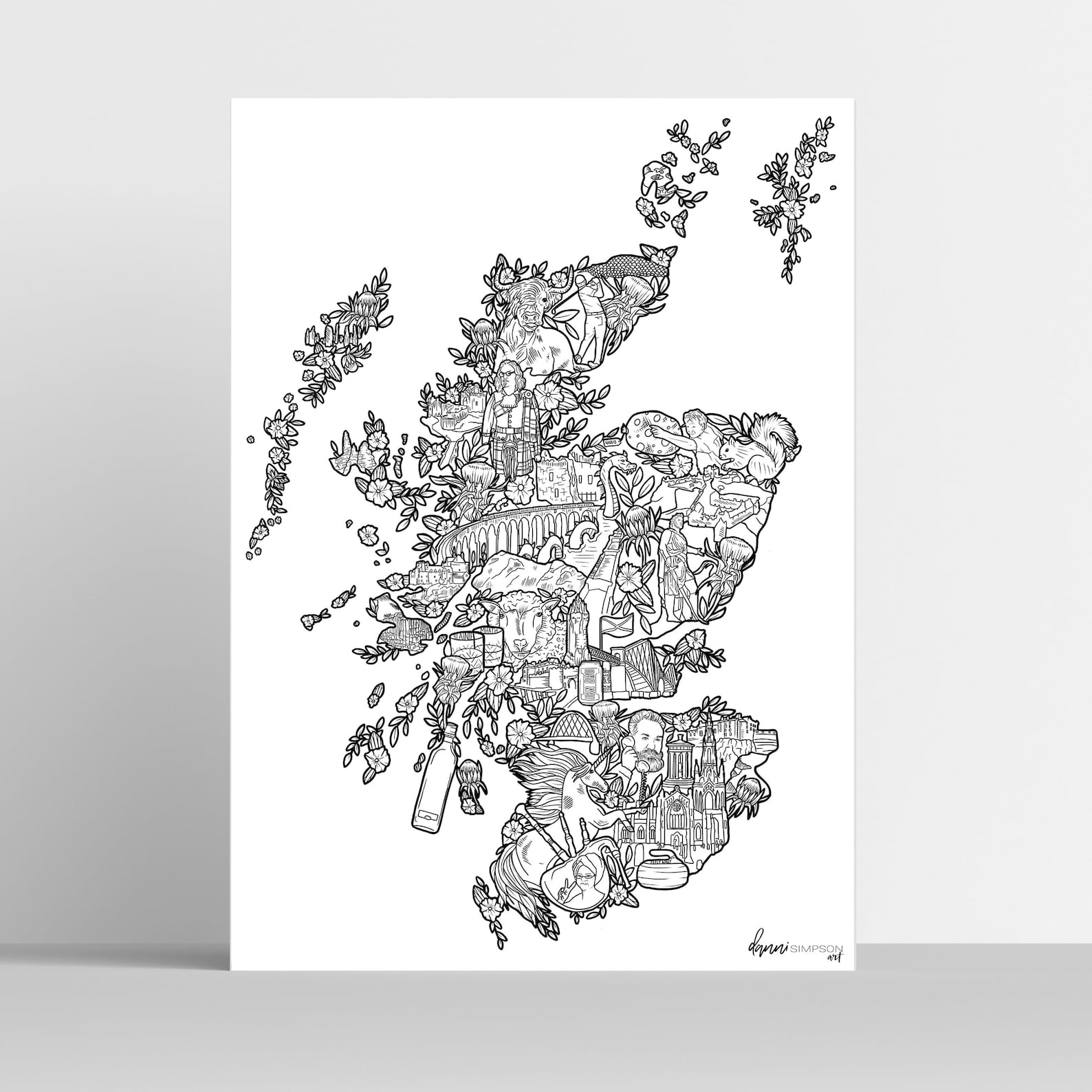 Scotland Map Illustration Art Print Scottish Poster Scotland - Etsy