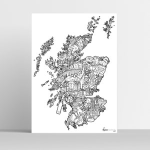 Scotland Map Illustration Art Print, Scottish Poster, Scotland Art ...