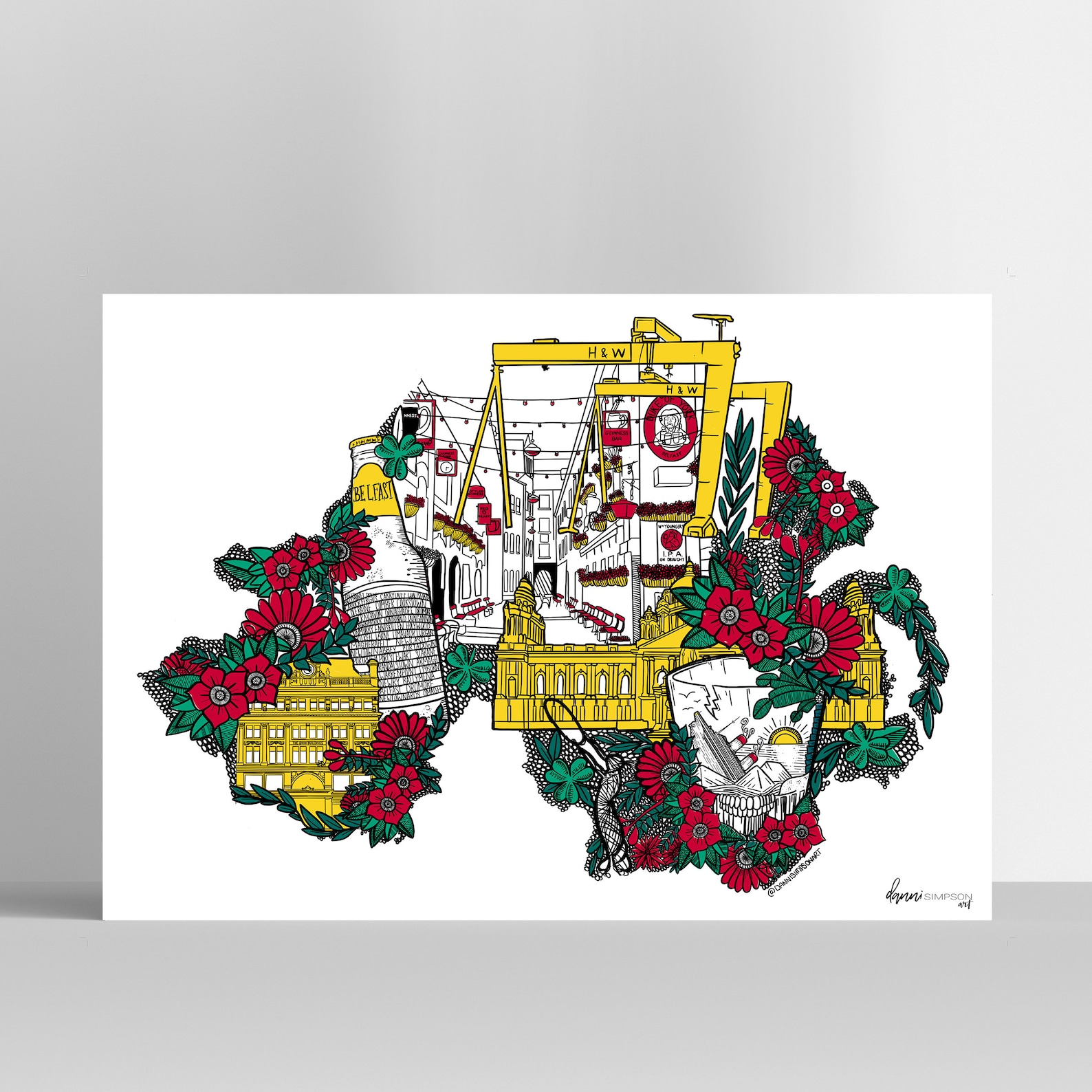 Northern Ireland Map Illustration Art Print Belfast Poster - Etsy UK