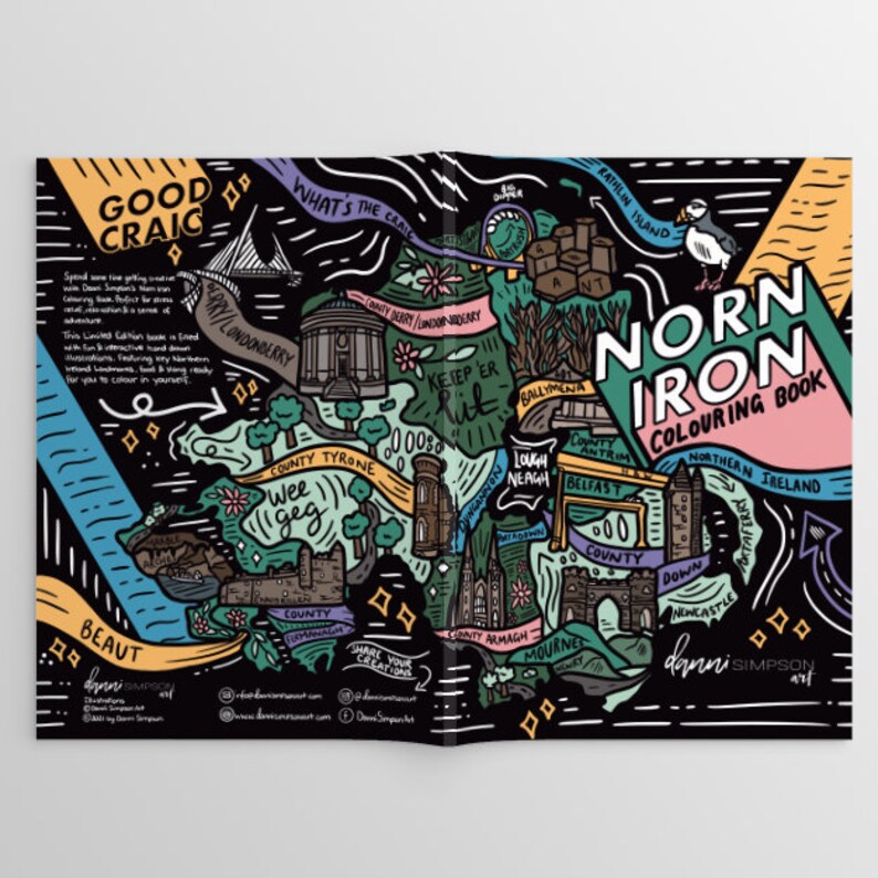 Norn Iron Colouring Book, Illustration Art Print, Northern Ireland ...