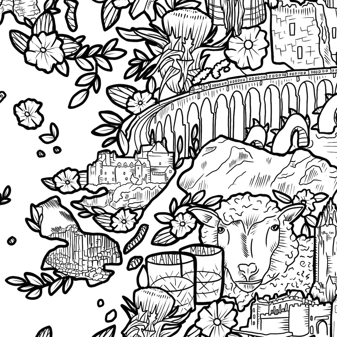 Scotland Map Illustration Art Print Scottish Poster Scotland - Etsy