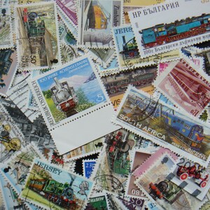 50 Trains, Railway, Steam Engines, Vintage Postage Stamps All Different ...
