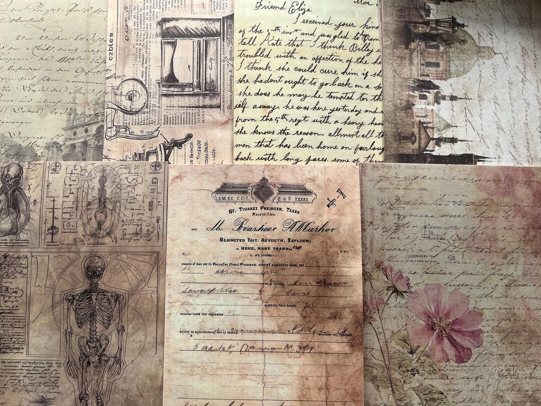 Sheets Craft Paper, 20 Vintage Invoices, Letters, Bills, Receipts ...