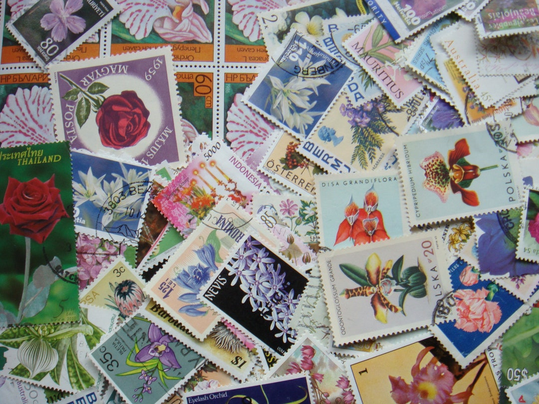 50 Botanical, Flowers, Floral Vintage Postage Stamps All Different off ...